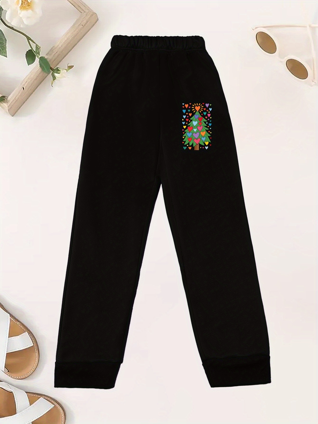 ''decorated Christmas Tree'' Print Girls Pants Elastic Waist - Temu ...