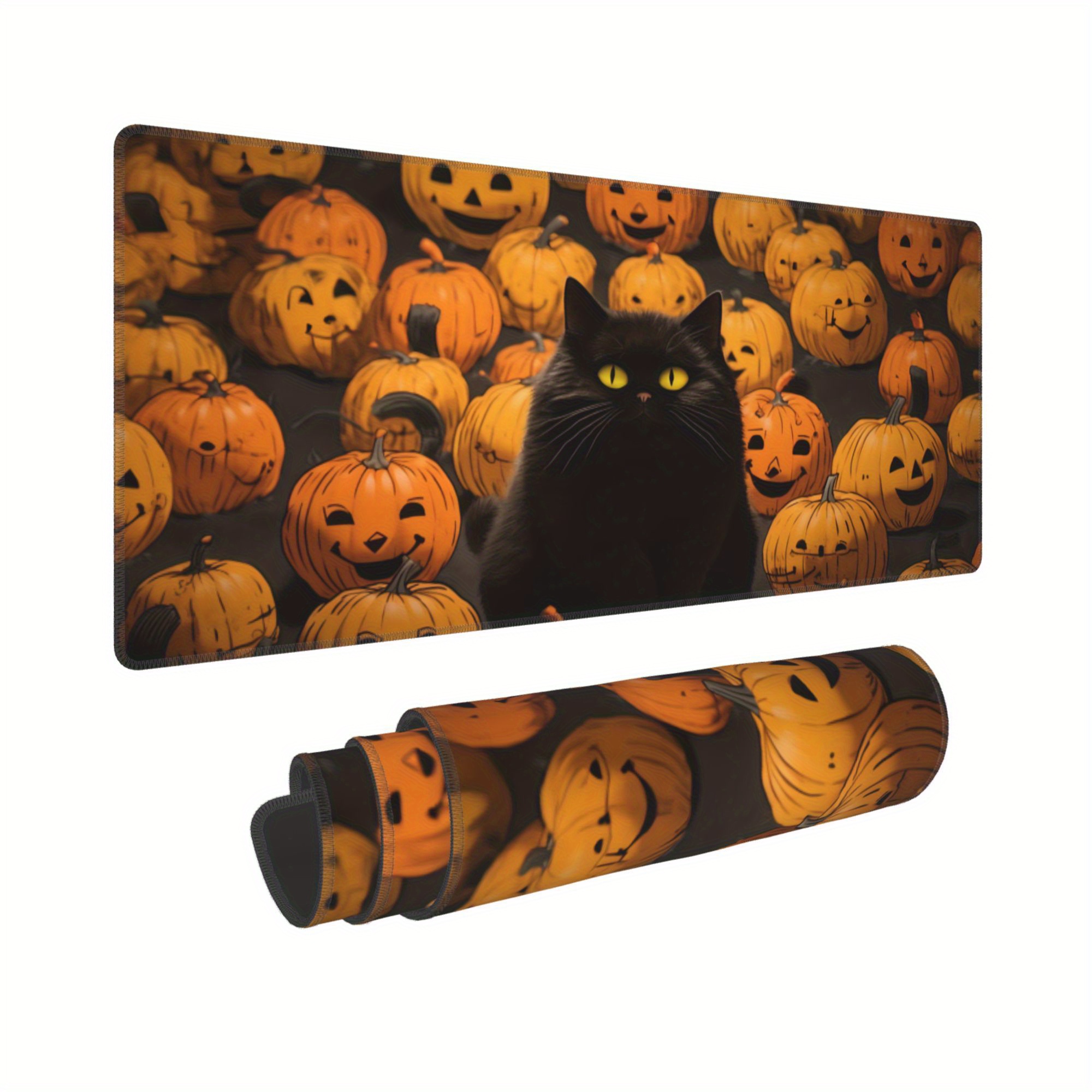 (fat Cat Halloween Pumpkin) Large Mouse Pad For Desk Big - Temu Australia