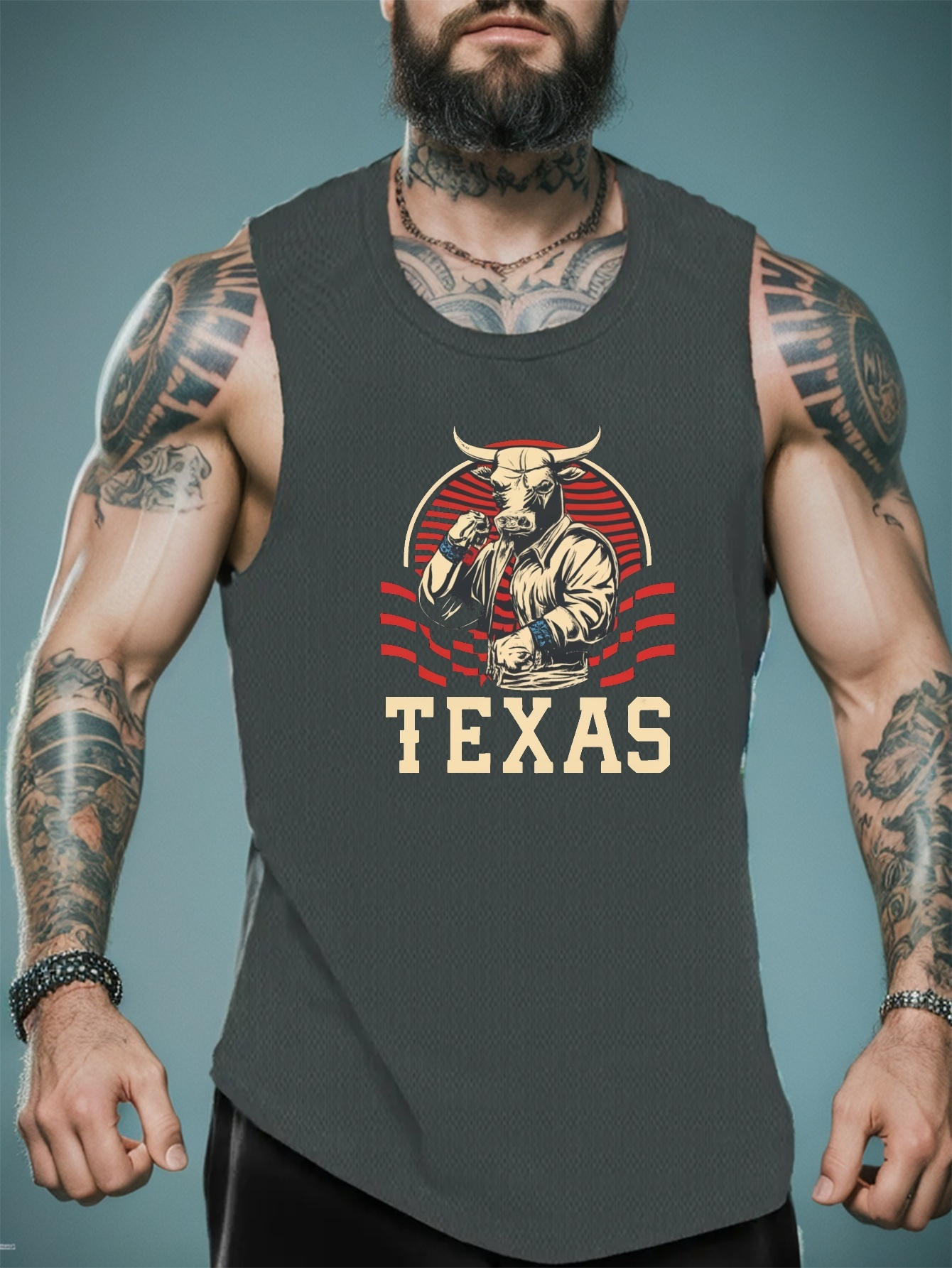 Bull Texas Print A shirt Tanks Sleeveless Tank Top Men's - Temu Ireland