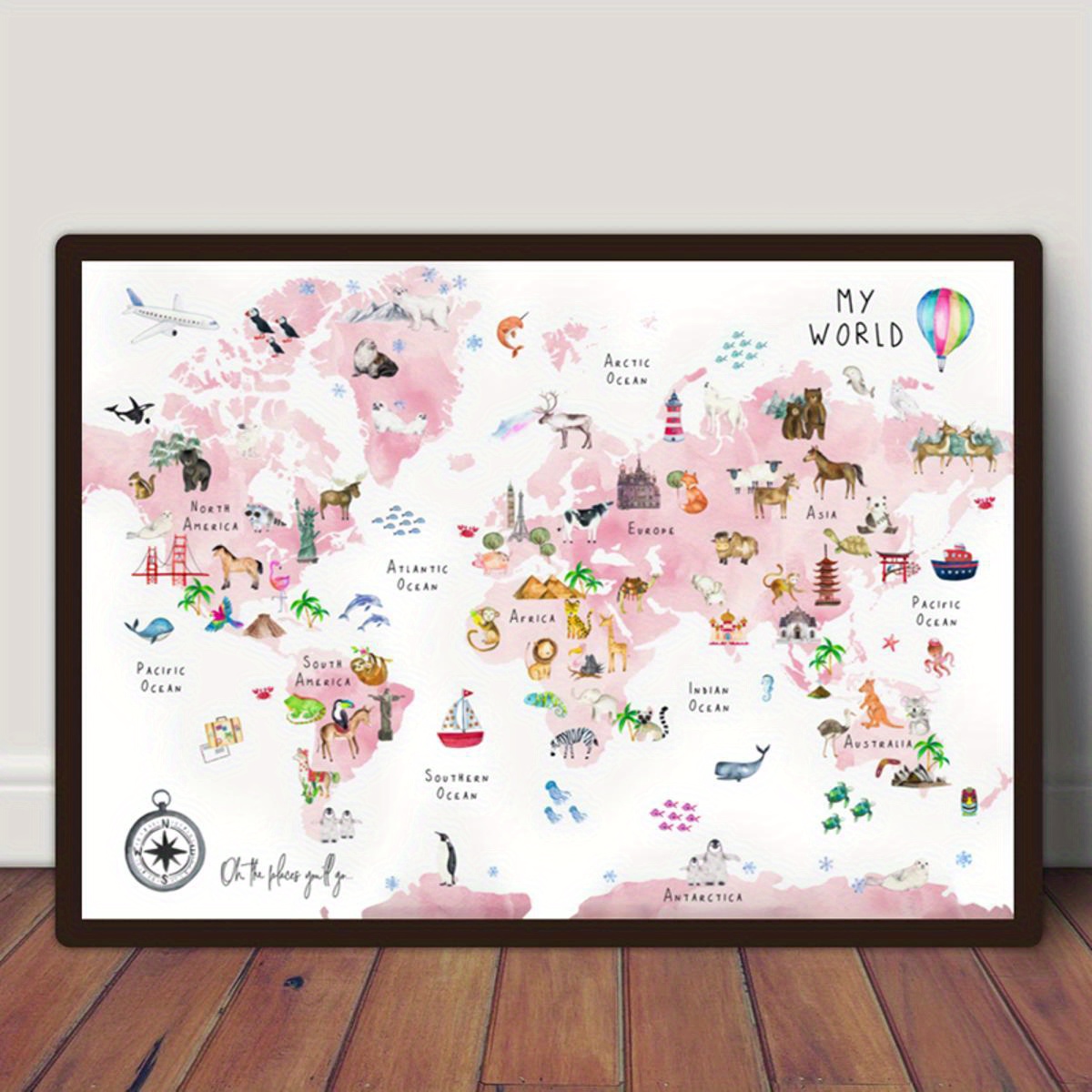 Canvas Poster World Map Nursery Wall Map - Temu
