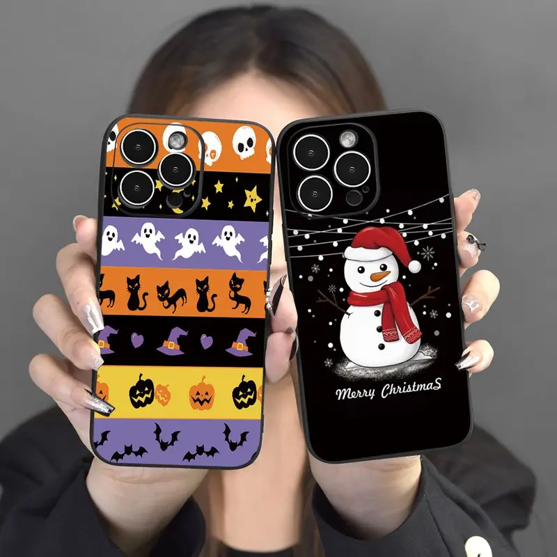 Christmas Pattern Liquid Silicone Mobile Phone Case Full Temu Canada