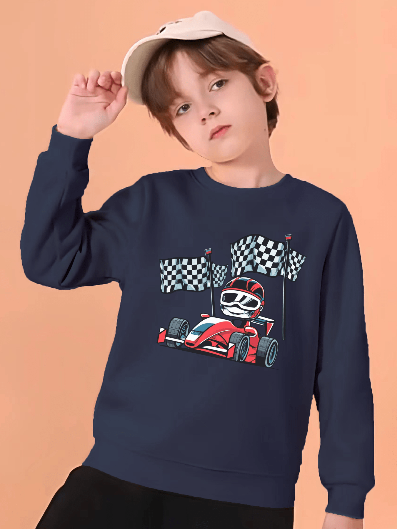Cool Racer Print Drenge Casual Creative Pullover Sweatshirt - Temu Denmark
