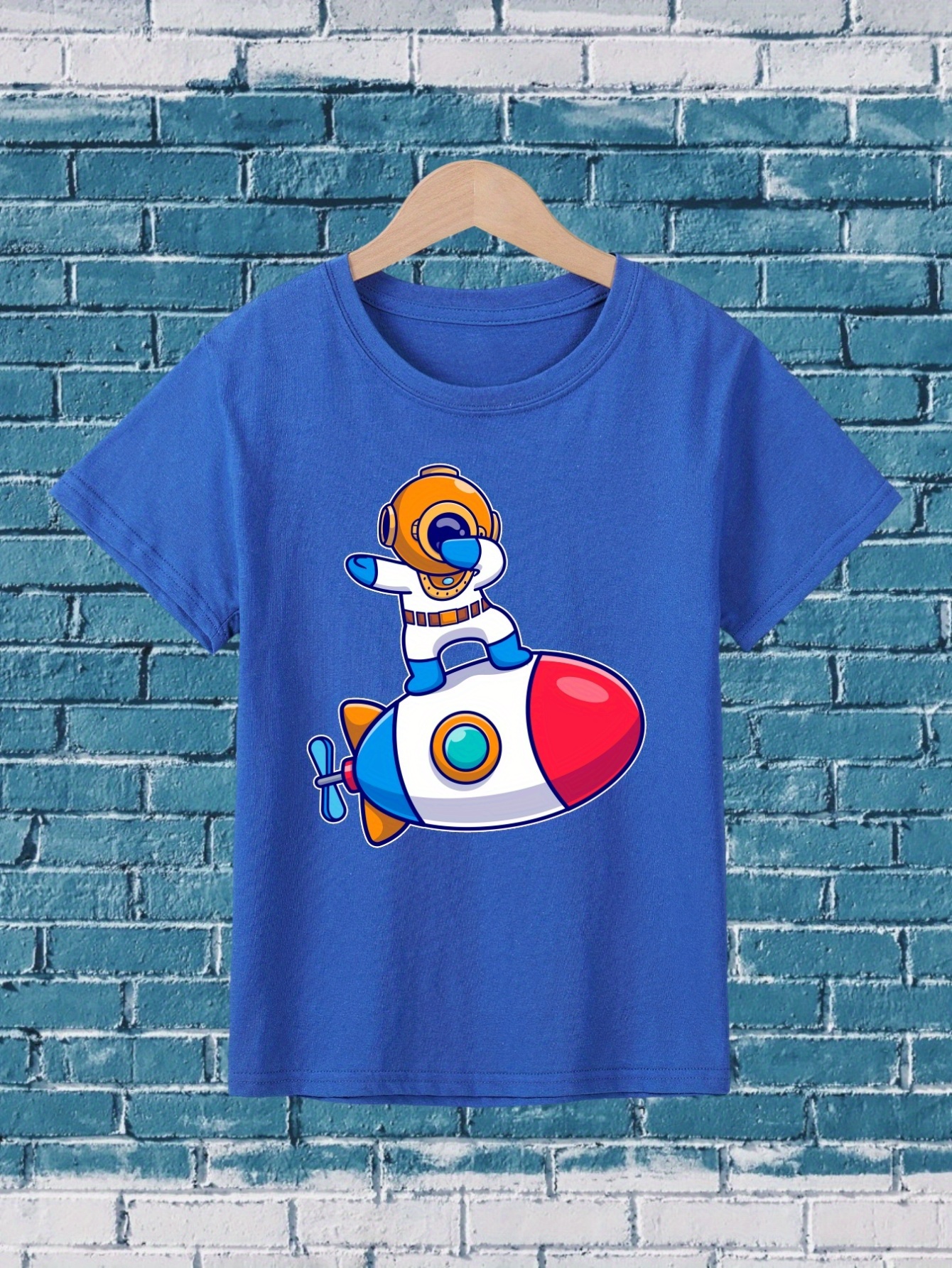 Astronaut Rocket Pattern Shirt Girl's Cartoon Casual - Temu New Zealand