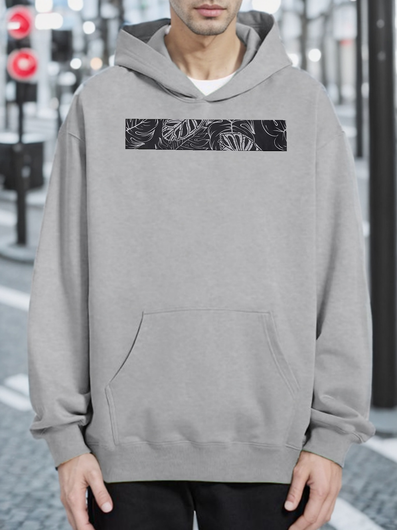 Pattern Print Kangaroo Pocket Hoodie Casual Long Sleeve - Temu Australia
