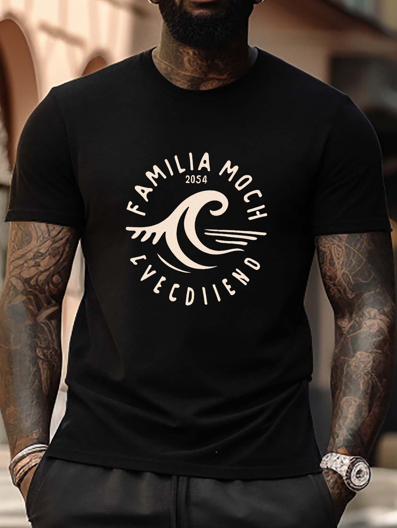 Men's Crew Neck Active Tee Familiarity Wave Family Time - Temu Philippines