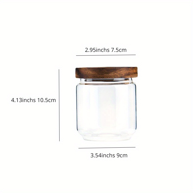 Simple Wood Storage Glass Jar Set Lid Kitchen Large - Temu United