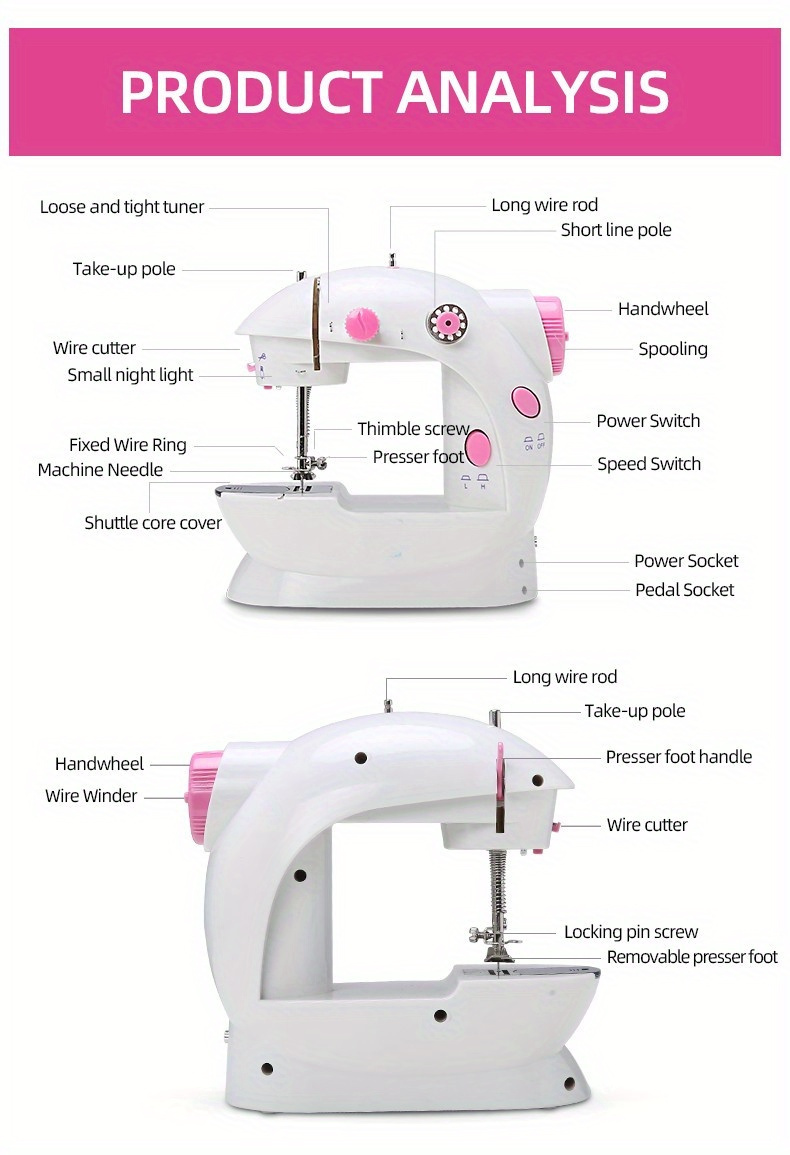 Home Sewing Machine, Electric Mini Sewing Machine - Multifunctional ...