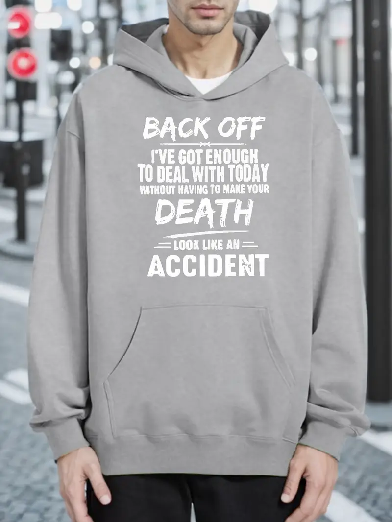 Letter Print Kangaroo Pocket Hoodie Casual Long Sleeve Temu Australia