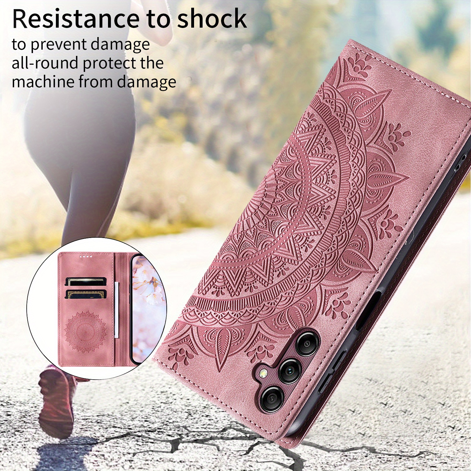 floral flip wallet leather phone case - Temu Australia