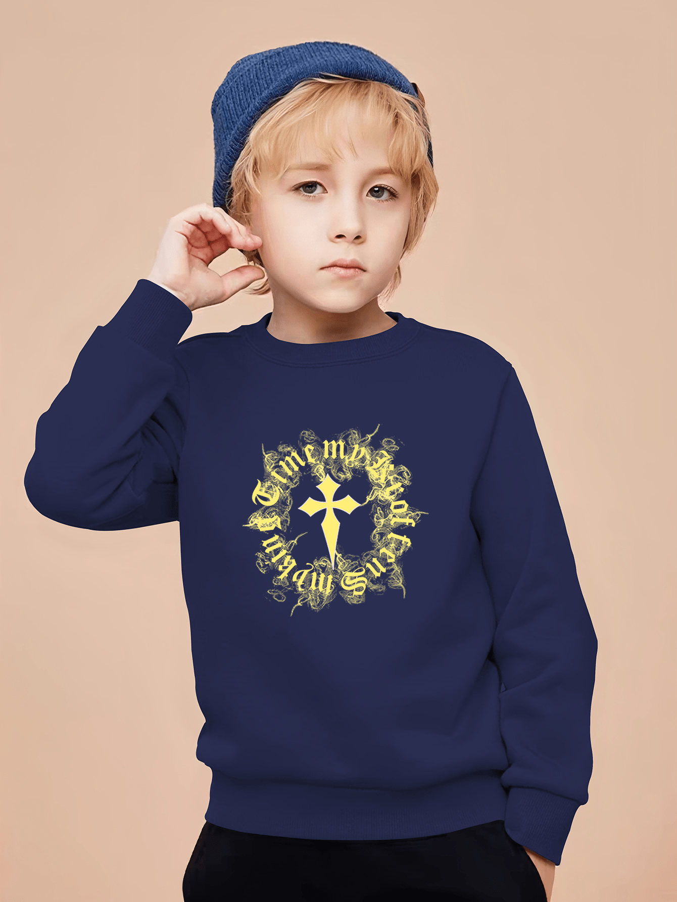 Trendy Cross Print Sweatshirt Boys Casual Creative Design - Temu Australia