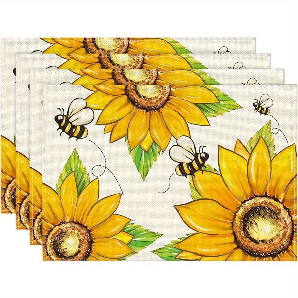 Placemats Sunflower Bee Pattern Summer Theme Table Mats Set - Temu ...