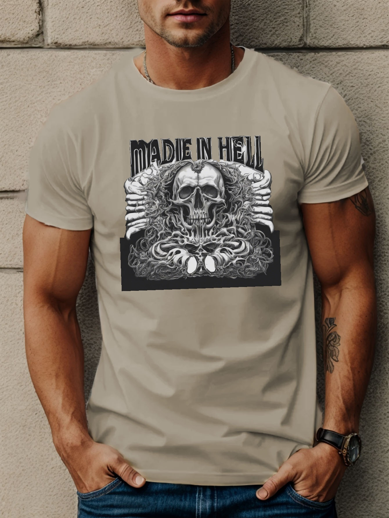 made in hell print t shirt tees men casual short sleeve t - Temu Canada