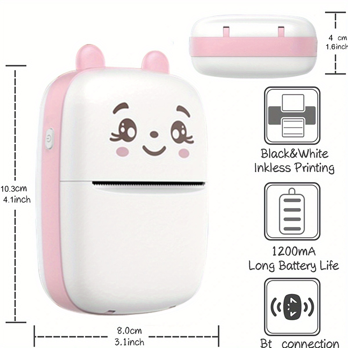 Mini Photo Printer With 11 Rolls Of Paper Portable Thermal Printer ...