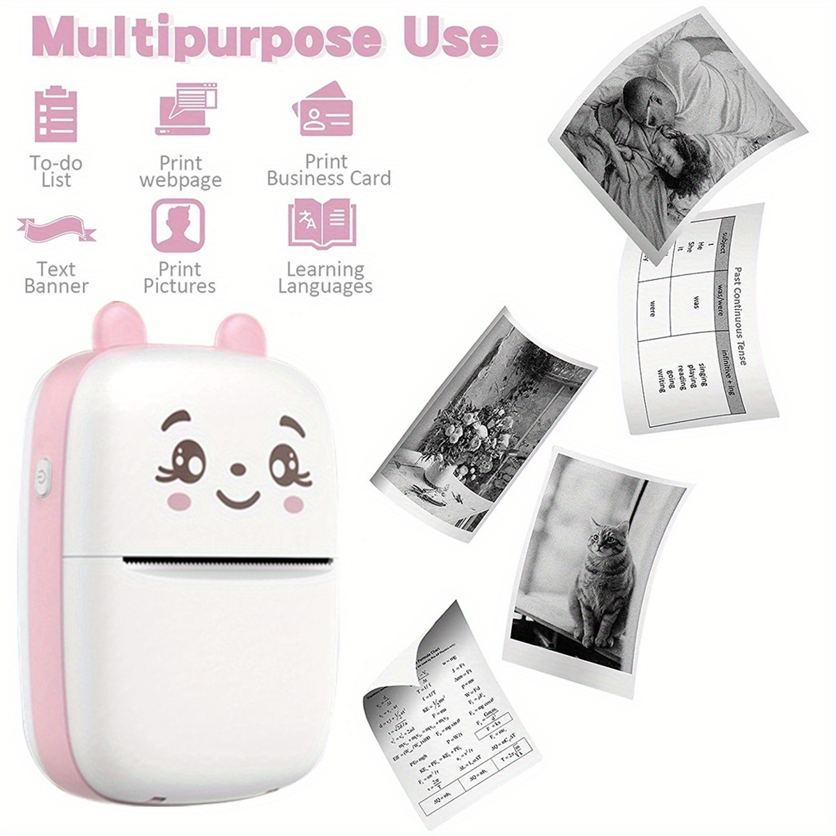 Mini Photo Printer With 11 Rolls Of Paper Portable Thermal Printer ...