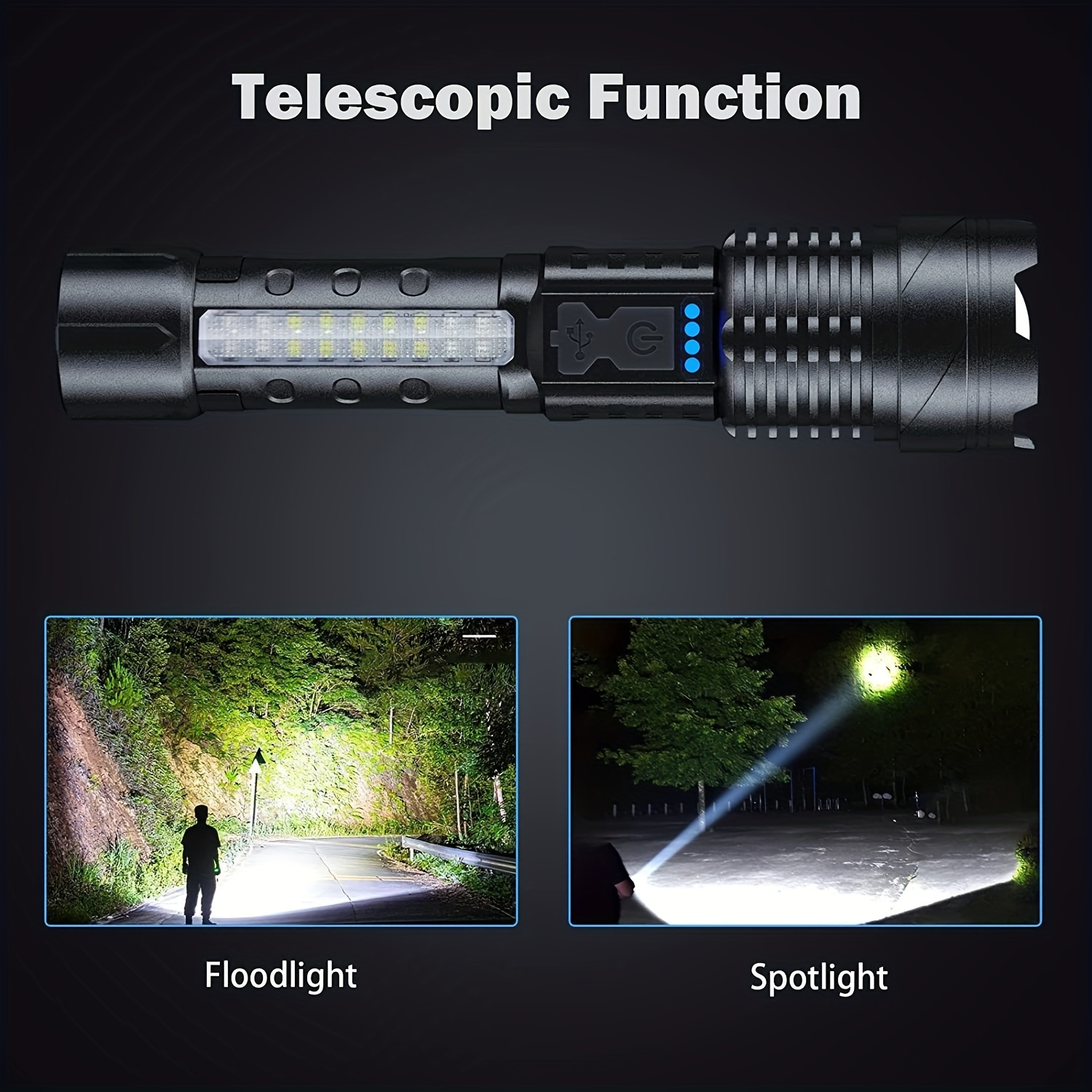 Rechargeable Led Torch Flood Light Outdoor Activities - Temu Australia
