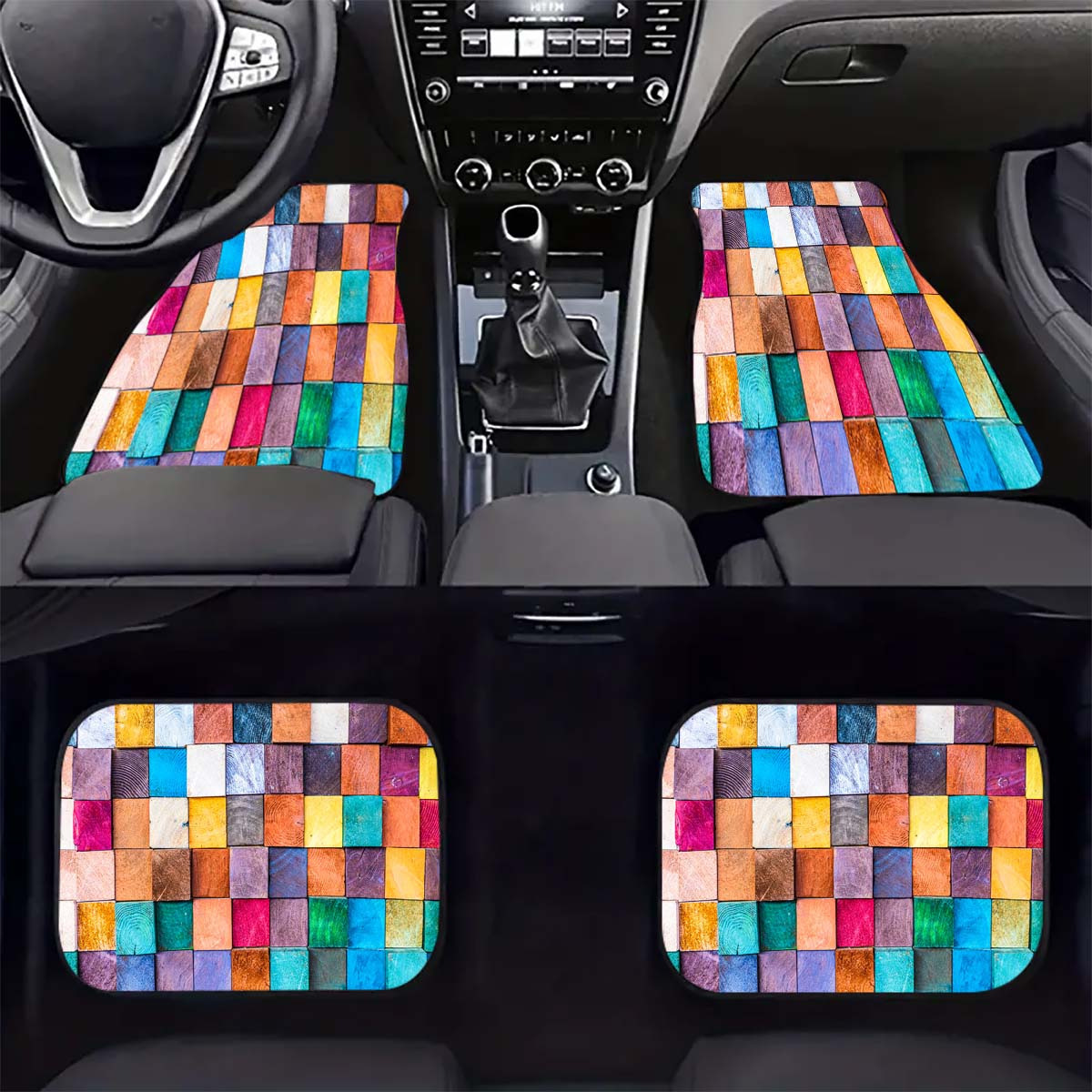 Colorful Grid Pattern Car Floor Mats Auto Van Truck Suv Anti - Temu Canada