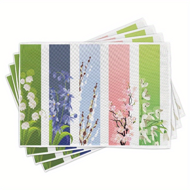 Flower Placemats Set Spring Flowers Different Backgrounds - Temu Australia