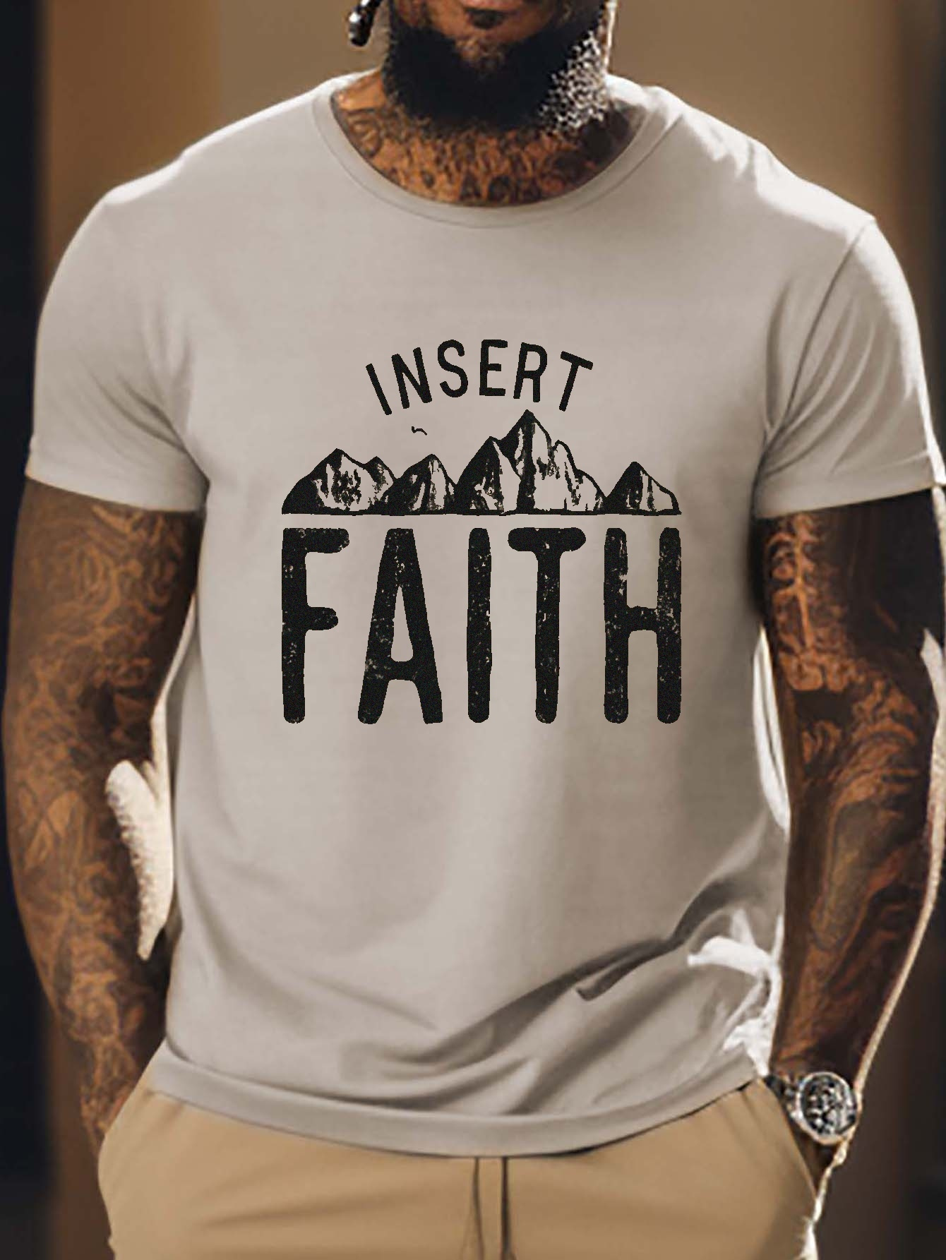 Mountains Insert Faith Letter Graphic Print Men's Creative - Temu New ...