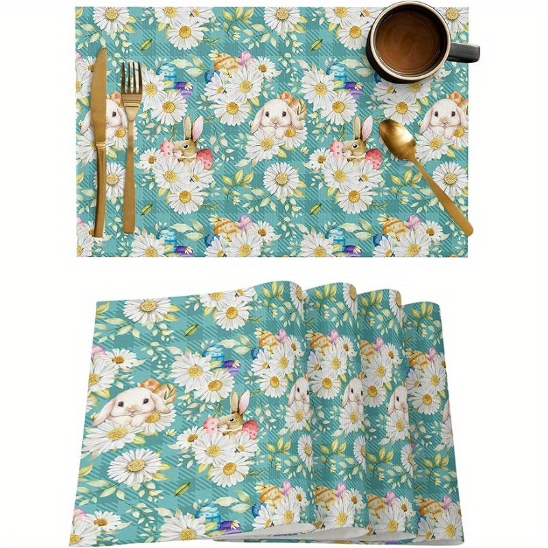 Placemats Cotton Table Mats Easter Bunny Daisy Spring - Temu Australia