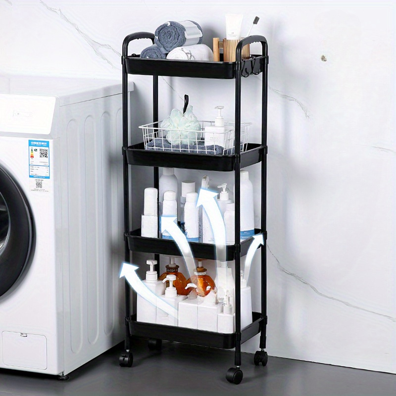 4 Tier Bookshelf Office Desktop Shelf Wheels Movable Floor - Temu Australia