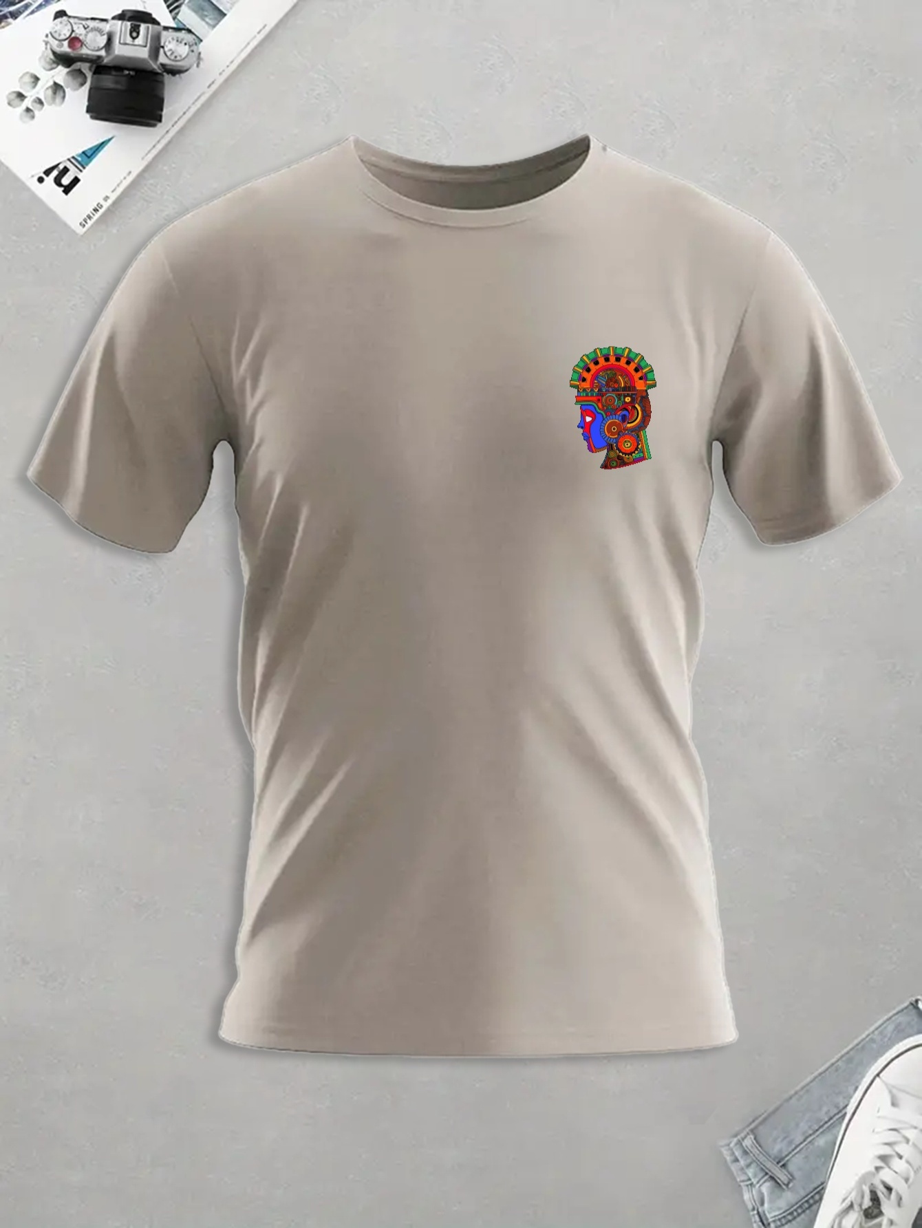 Men's Simple Style Casual Illustration Graphic Print Tees - Temu Australia