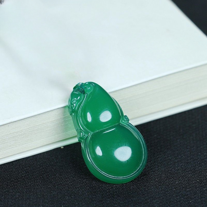 Natural Green Agate Jade Chalcedony Small Gourd Pendant - Temu Canada