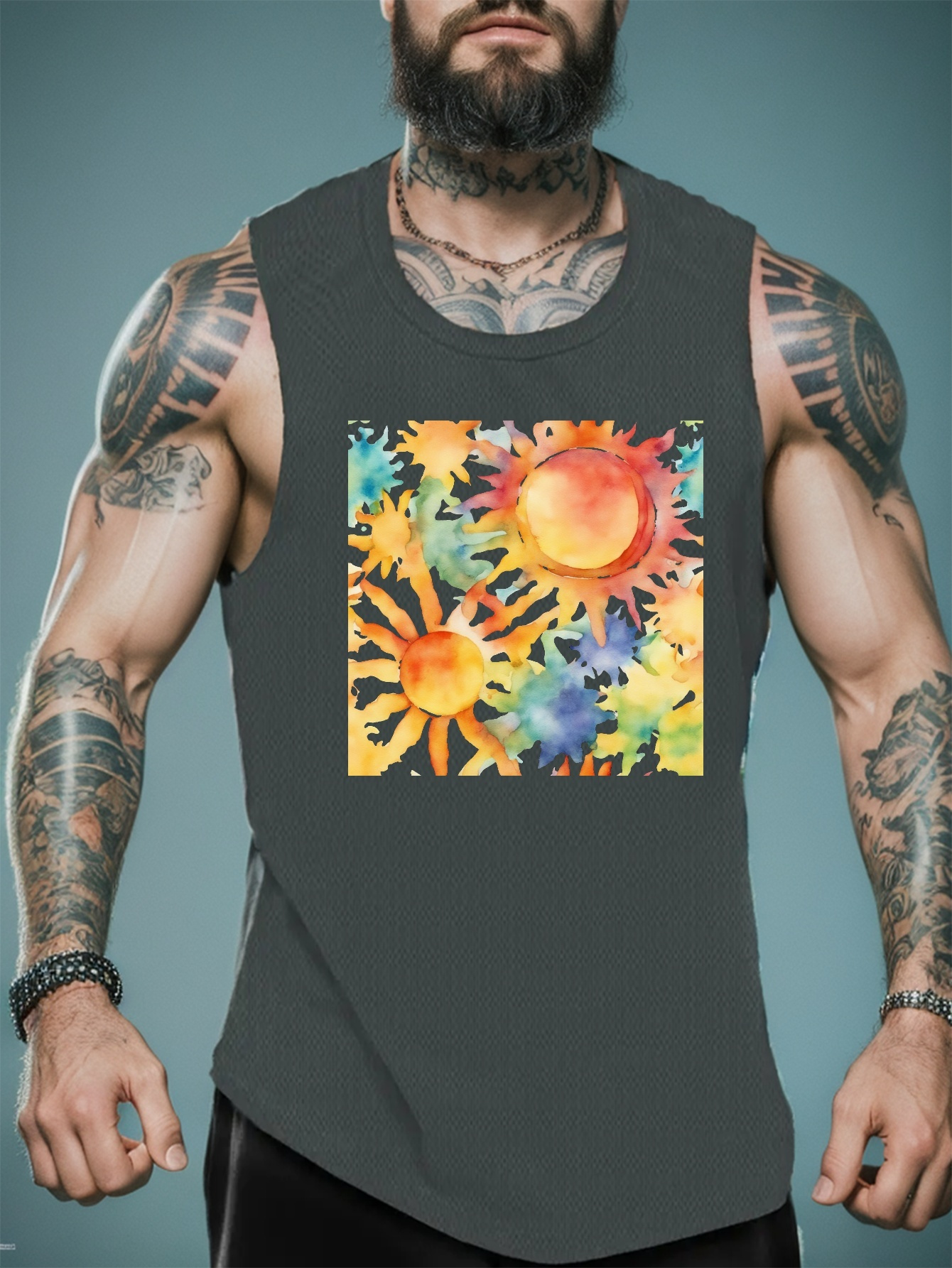 Men's Quick Dry Breathable Tank Tops Abstract Painting Print - Temu Canada