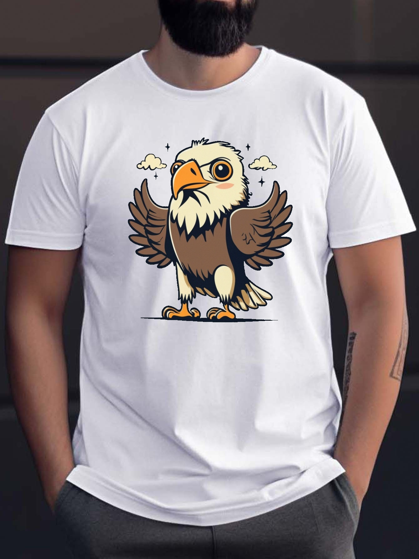 Plus Size Cute Eagle Print Men's Everyday Casual Short - Temu Canada