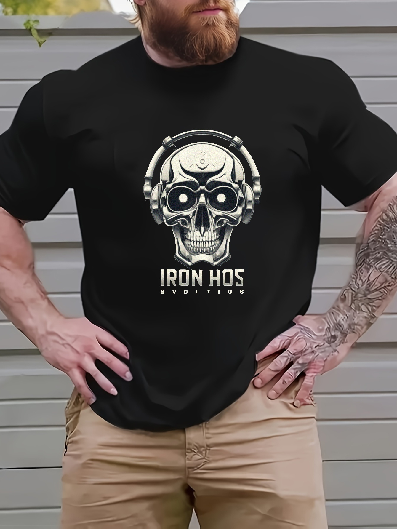 Plus Size Creative ''skull Text'' Print Casual Men's Sports - Temu New ...