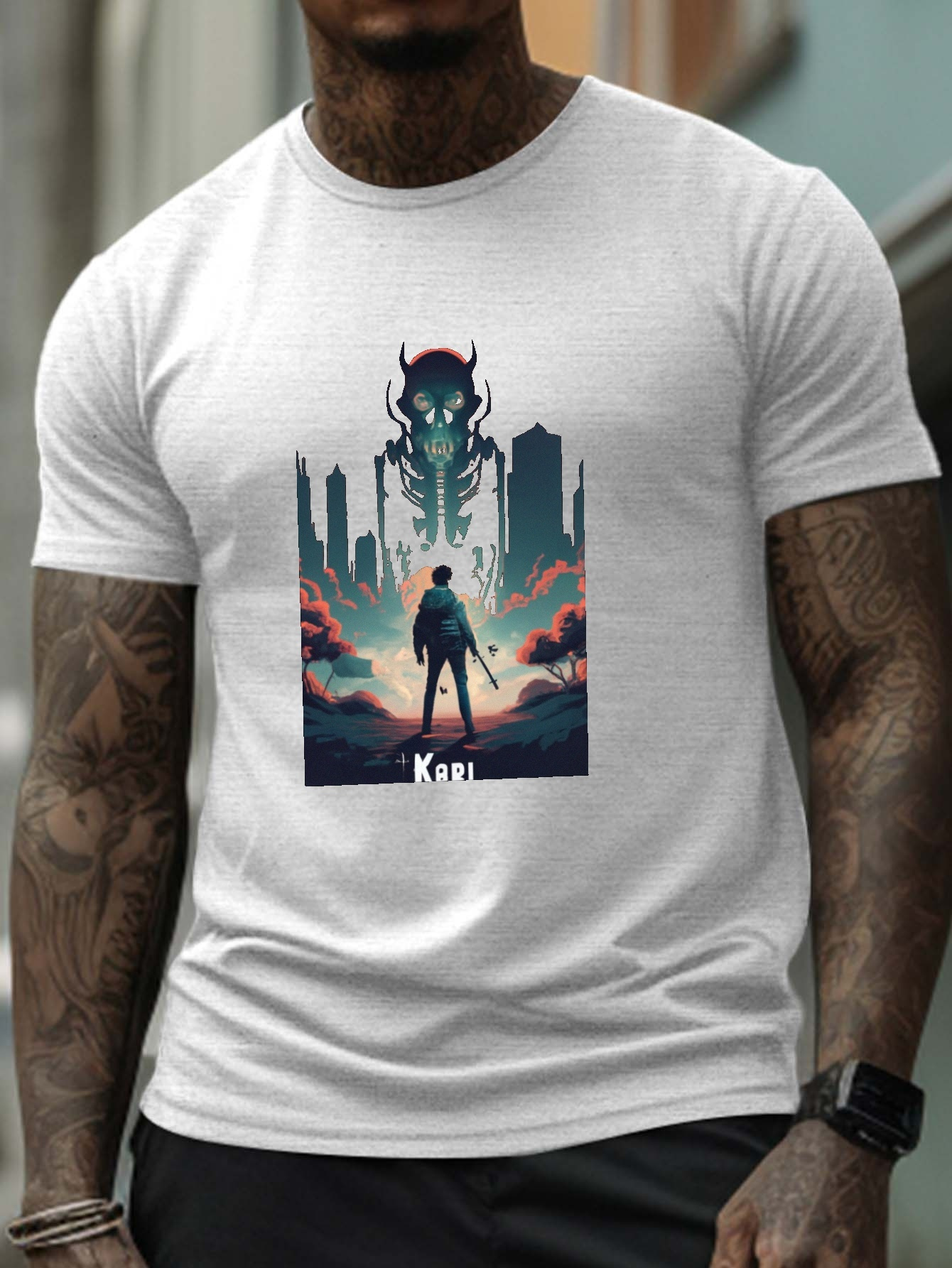 Plus Size Men's Cartoon Monster Print Crew Neck T shirt - Temu Canada