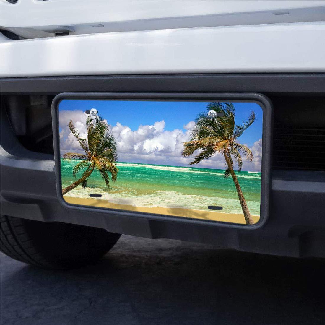 Palm Trees Tropical Paradise Scene Decorative Car Front License Plate ...