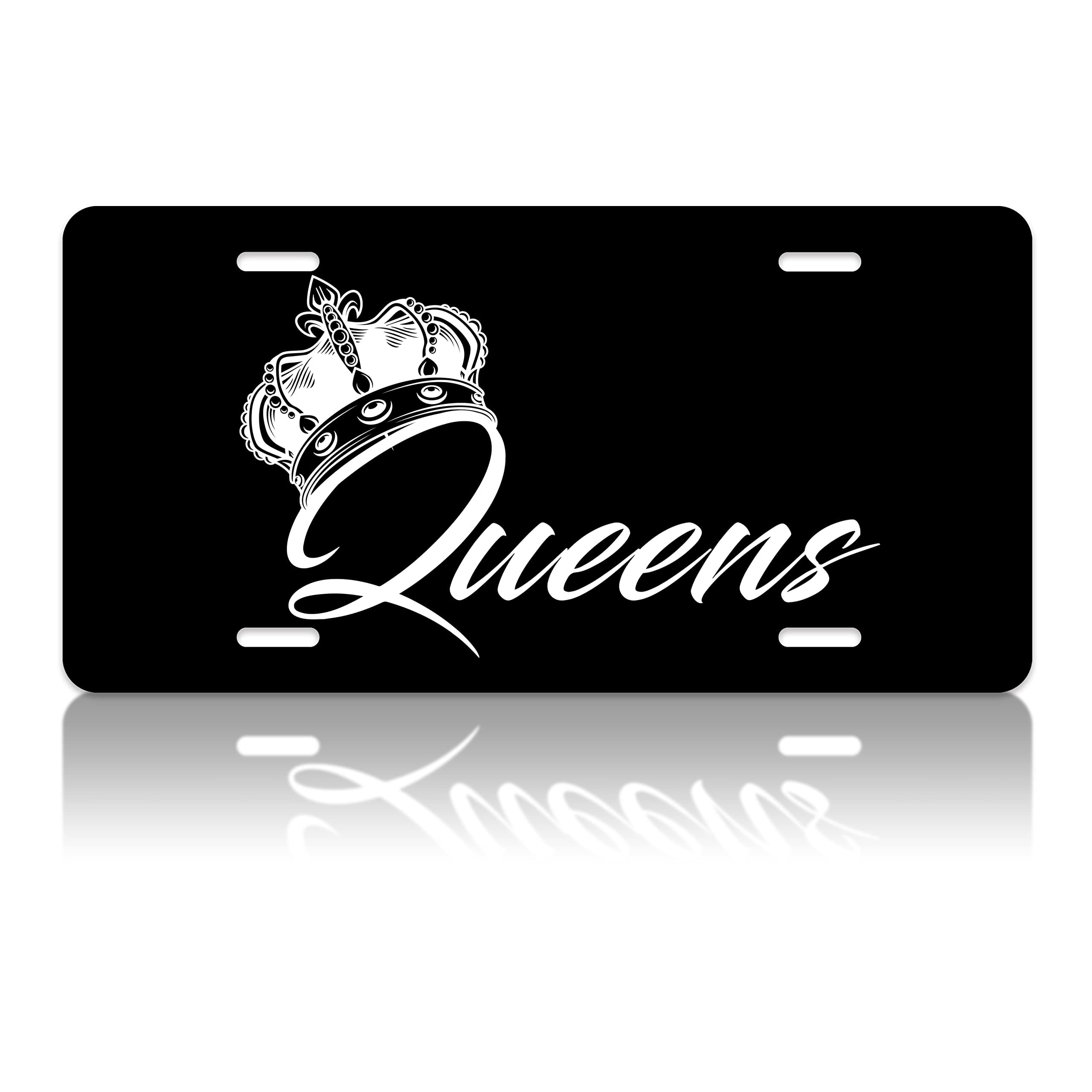 Crown With Queen Design Car Front License Plate Cover Couple - Temu ...