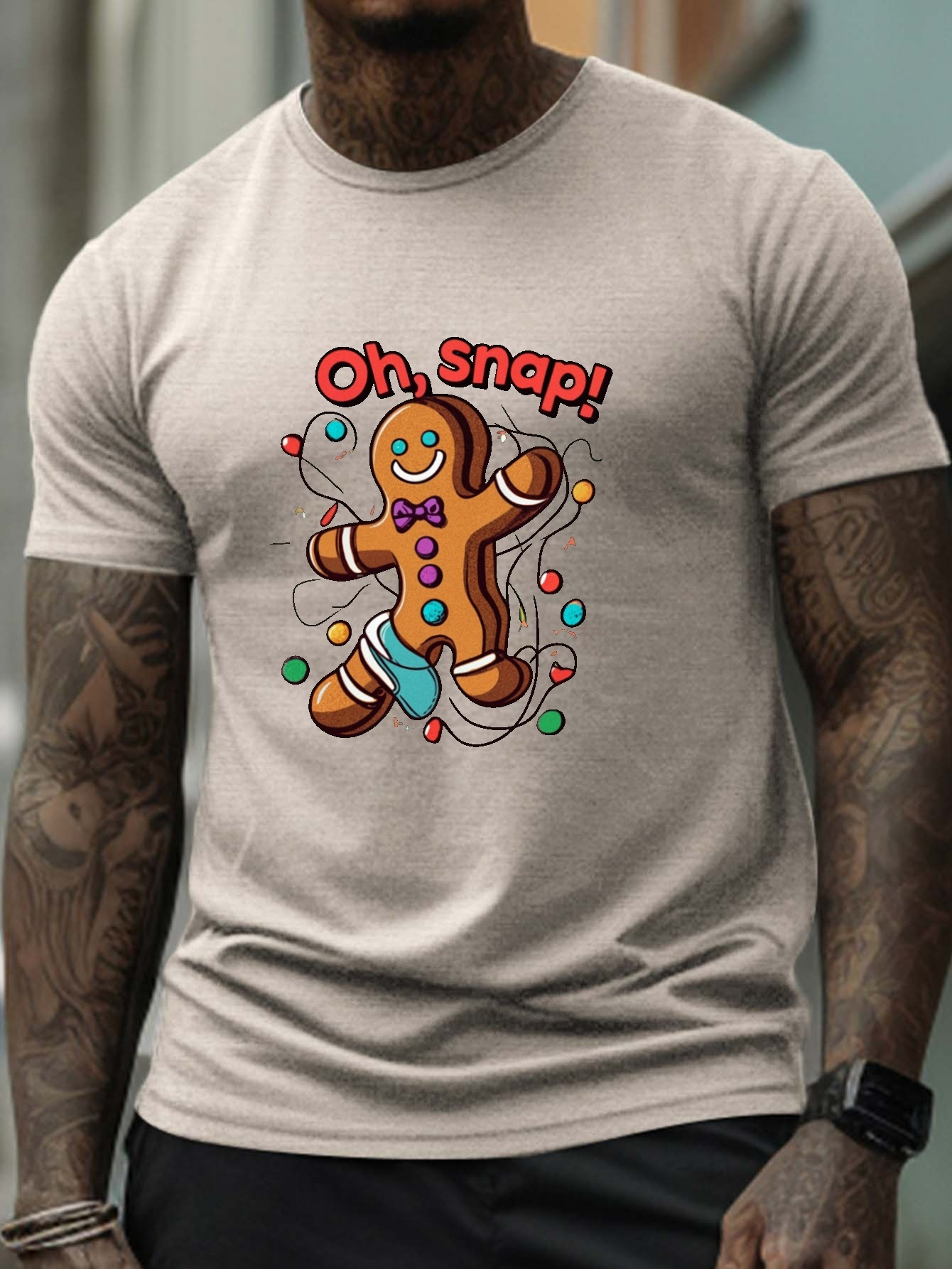 Christmas Gingerbread Pattern Plus Size Men's Short Sleeve - Temu Portugal