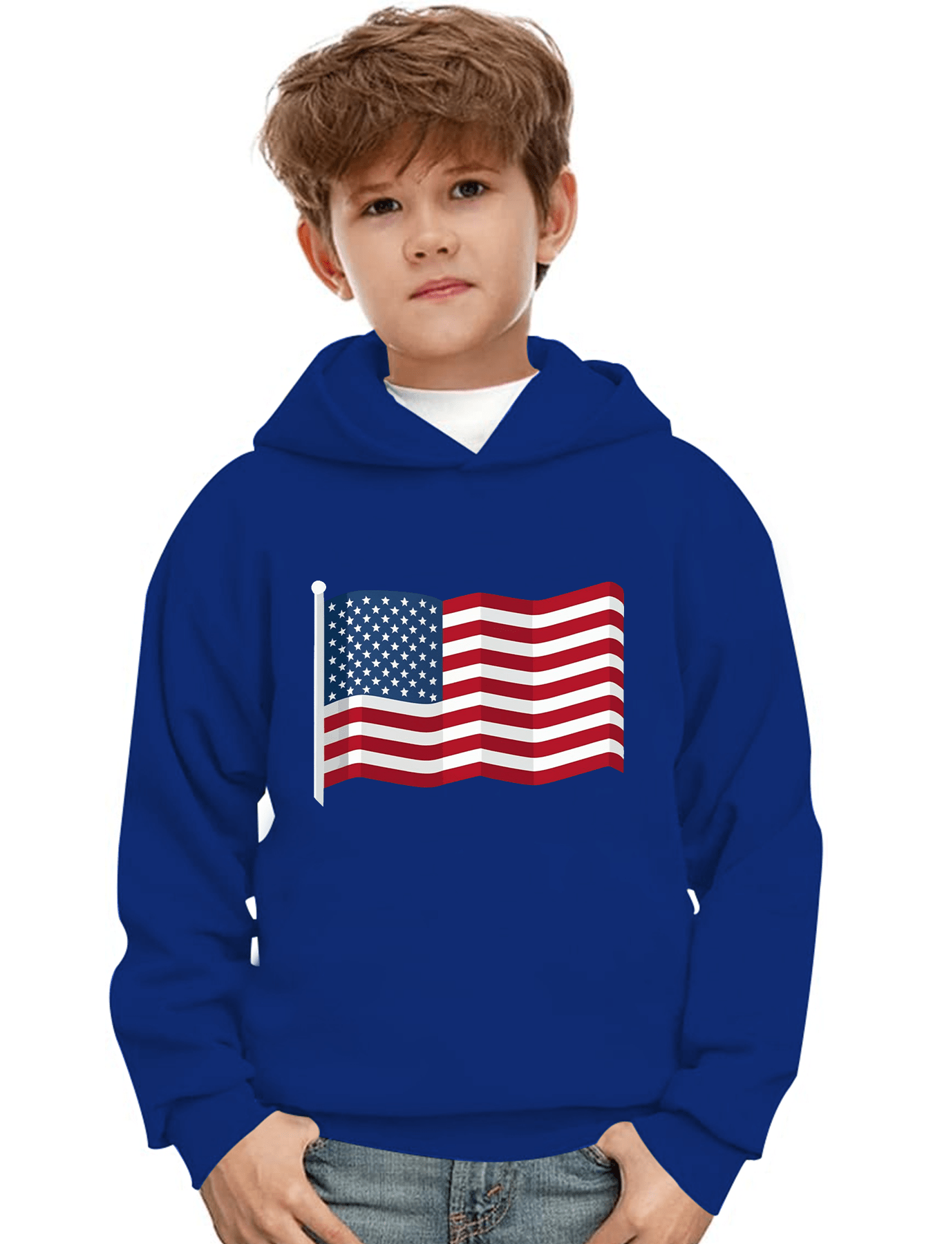 Cartoon American Flag Print Hoodies Boys Casual Graphic - Temu Australia