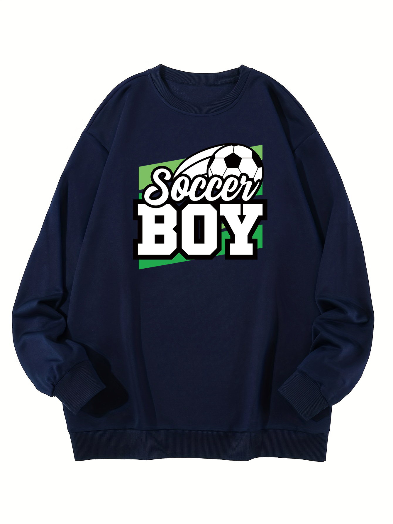 Plus Size Men's "soccer Boy" Graphic Print Sweatshirt Fall - Temu Australia