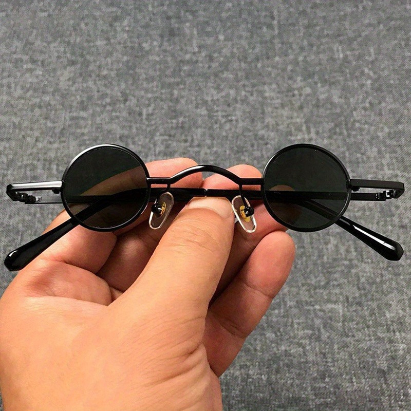 1pc mens retro rock punk fashion glasses classic small round metal frame with black resin lens design for driving Temu United Kingdom