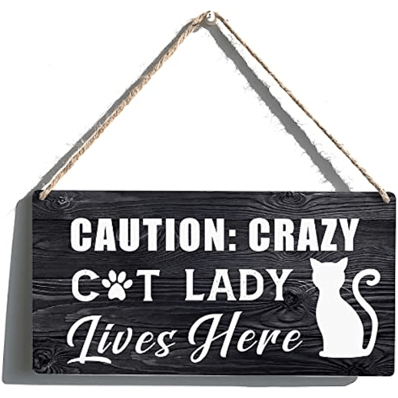 Funny Cat Wood Signs Farmhouse Caution Lives - Temu Canada