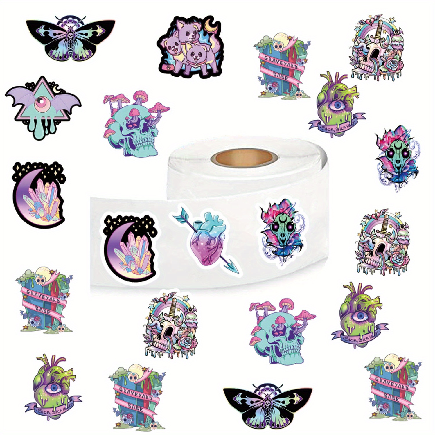 cute cartoon gothic stickers roll self seals - Temu