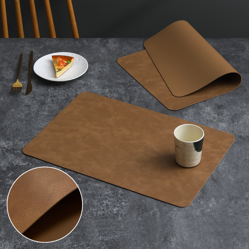 Square Leather Placemat Waterproof Double Layer Cowhide - Temu New Zealand