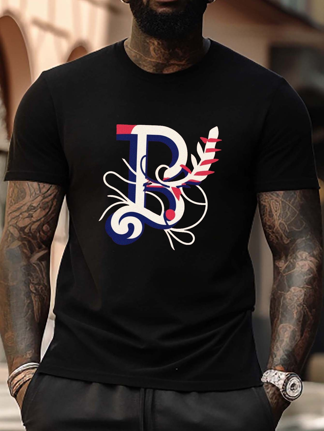 Abstract Letter B Print Men's Trendy Short Sleeve T shirts - Temu New Zealand