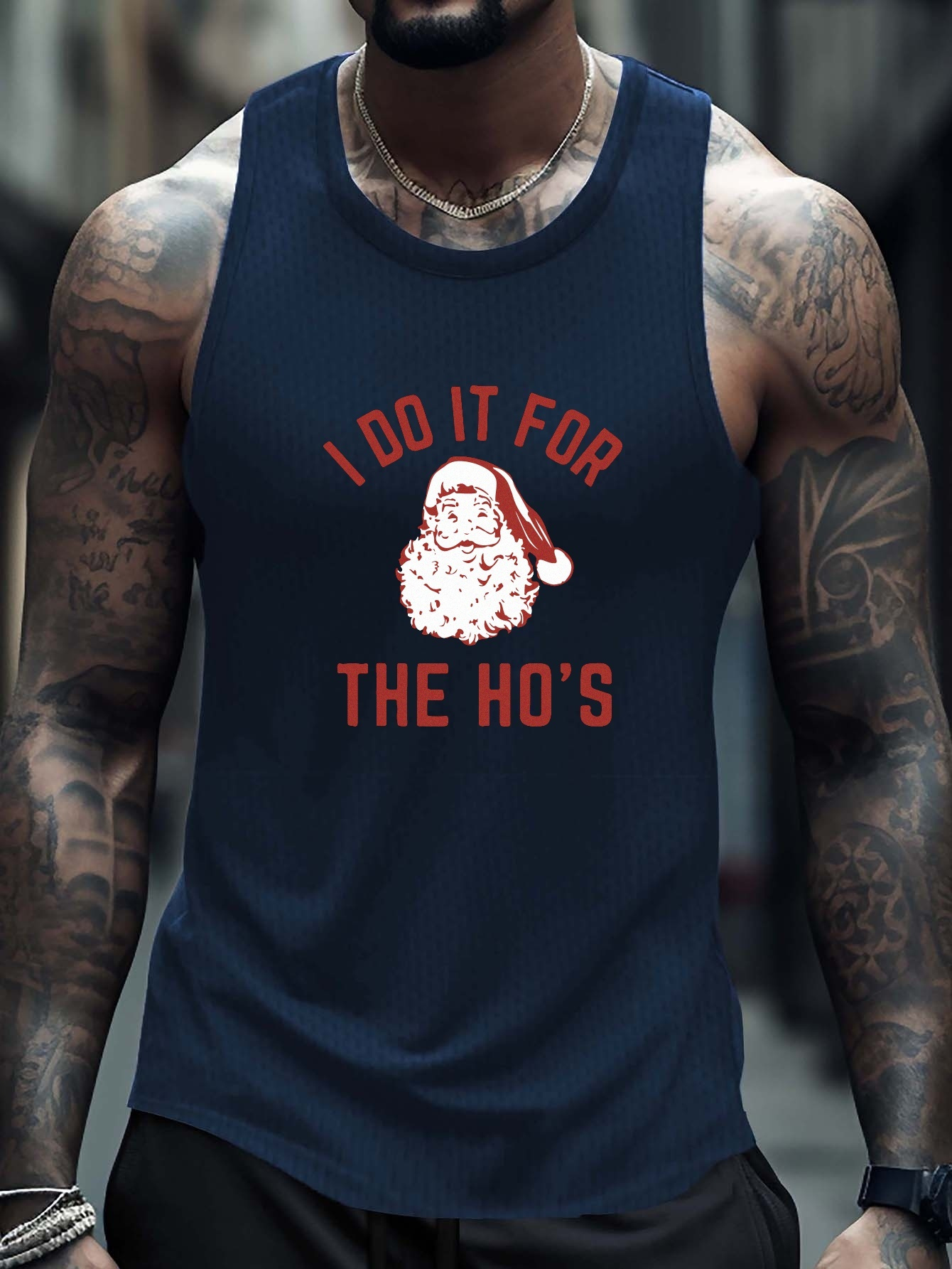 Santa Claus Print Sleeveless Tank Top Men's Active - Temu New Zealand