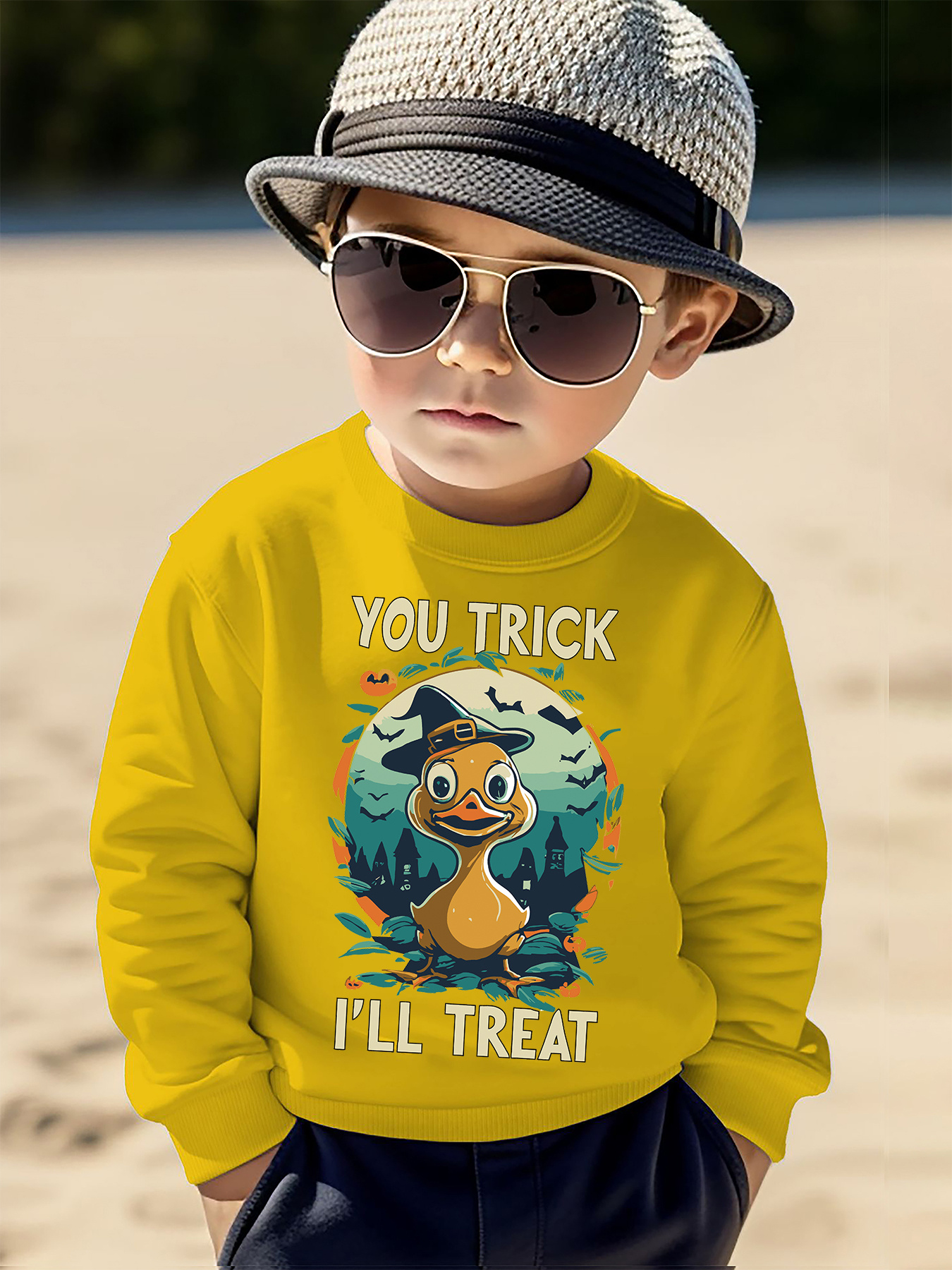 Halloween Cute Duck Print Sweatshirt Boys Cool Lightweight - Temu Australia