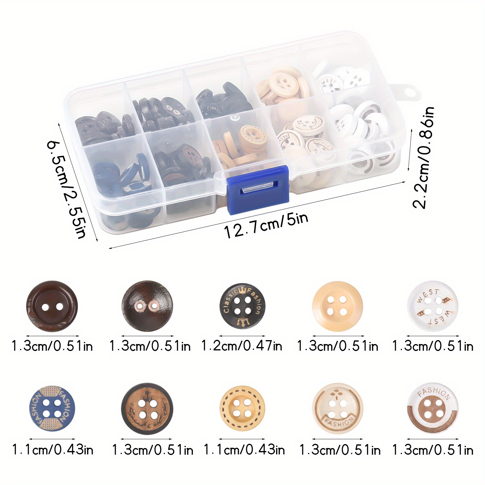 100pcs Handmade Round Wood Buttons 10 13mm Colors Buttons With Storage ...