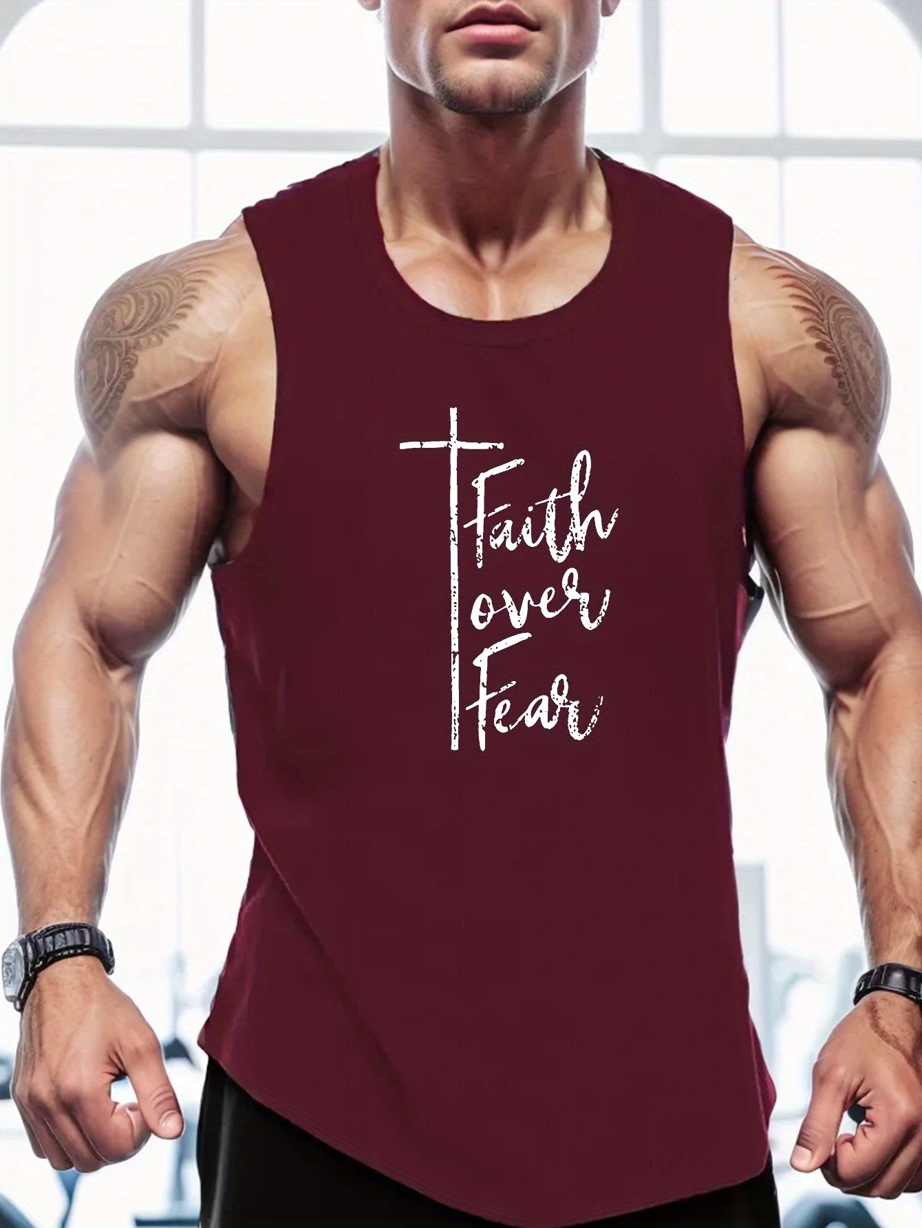 Men's Standard Size Breathable Tank Tops Faith Print - Temu Ireland