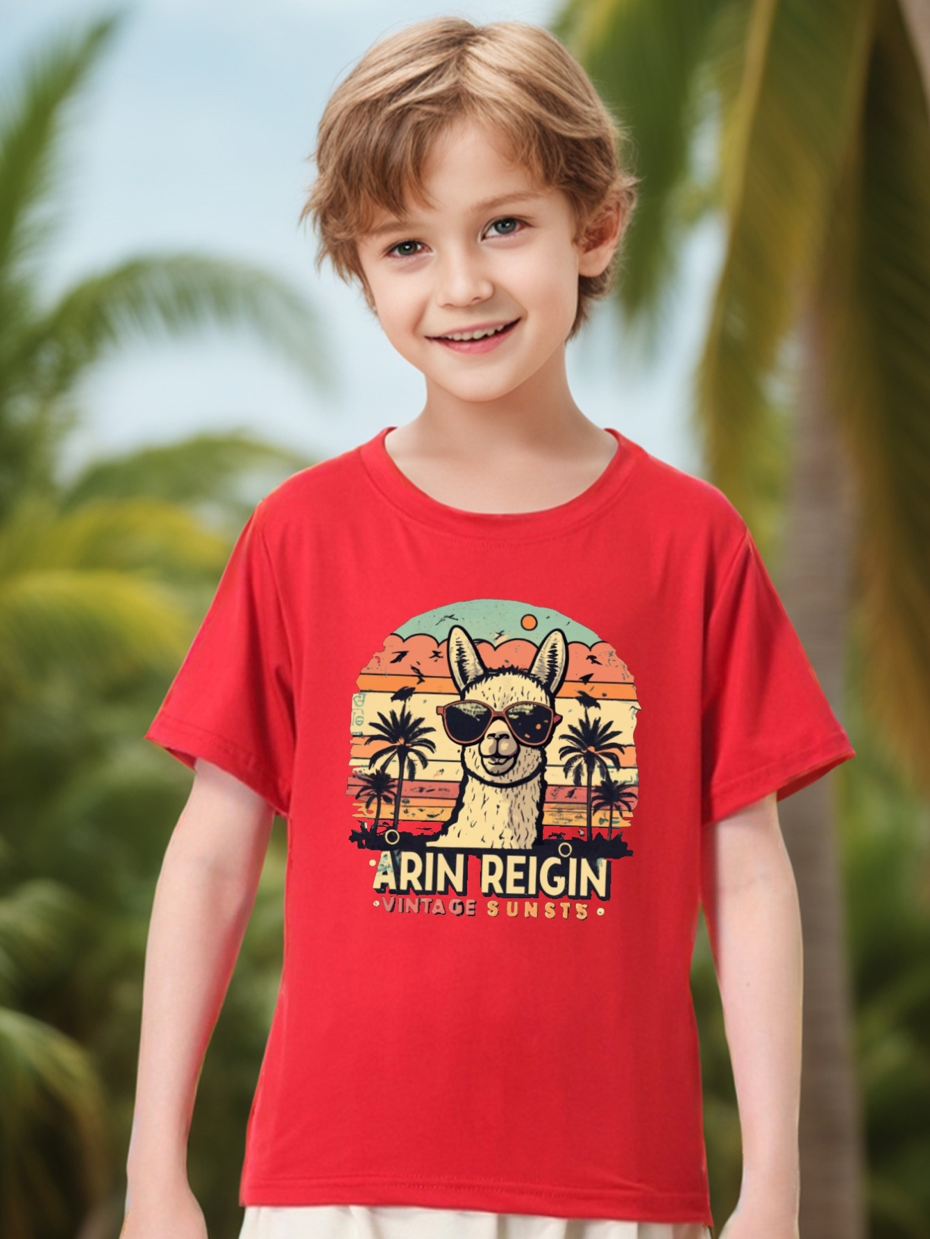 Sunglasses Alpaca/"summer Print T shirt Kids Trendy Short - Temu Ireland