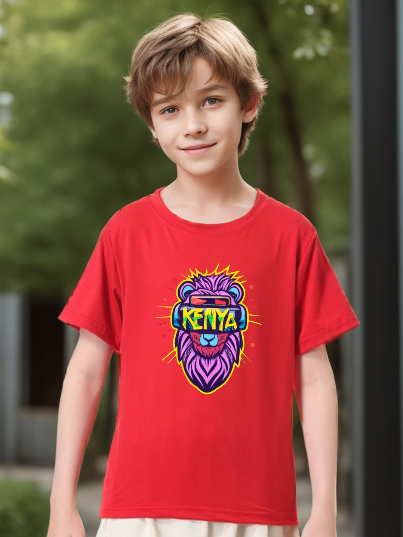 Lion Mermaid Print Boy's T shirt Kids Casual Short Sleeve - Temu New ...