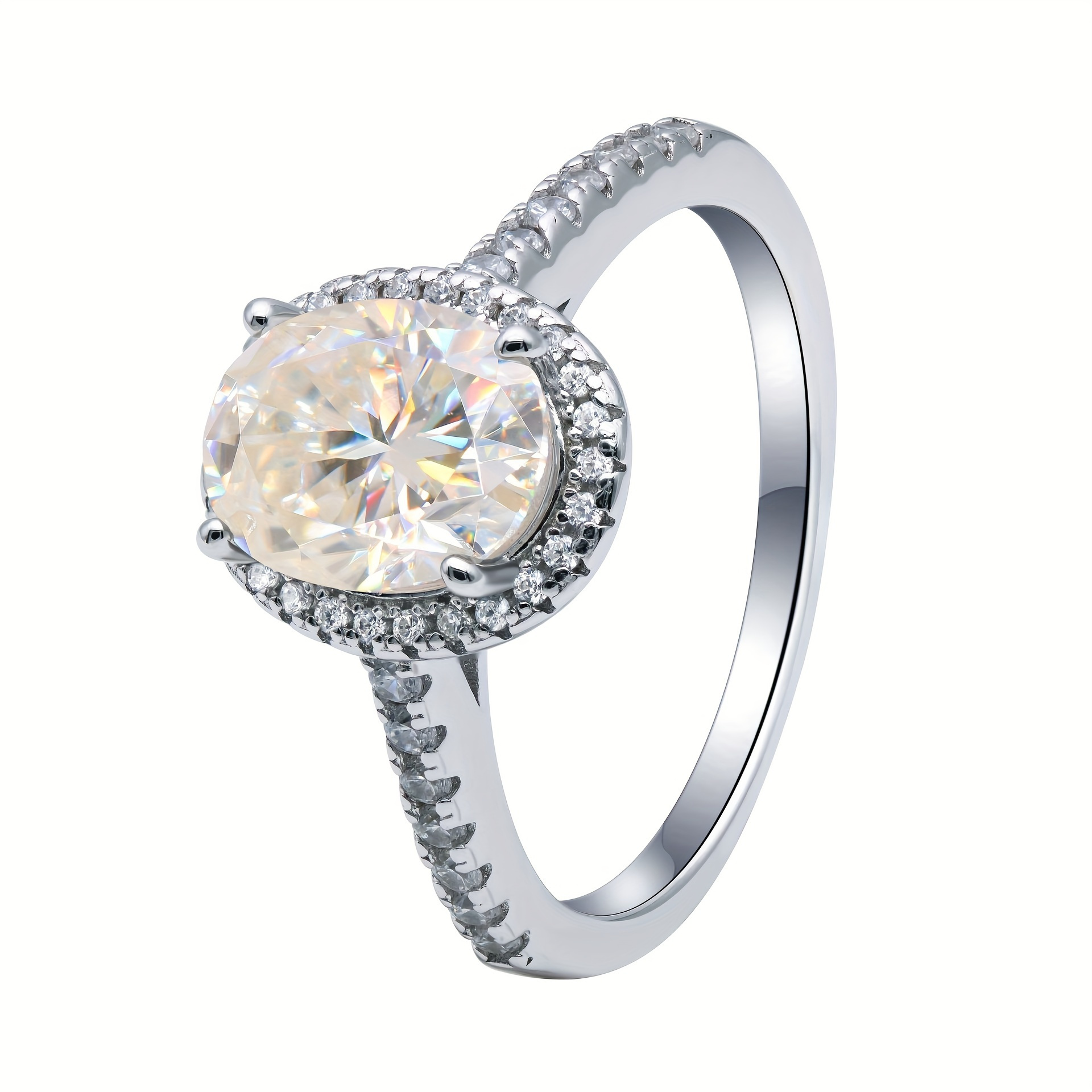 Oval Moissanite Engagement Ring Anniversary Wedding Birthday - Temu ...