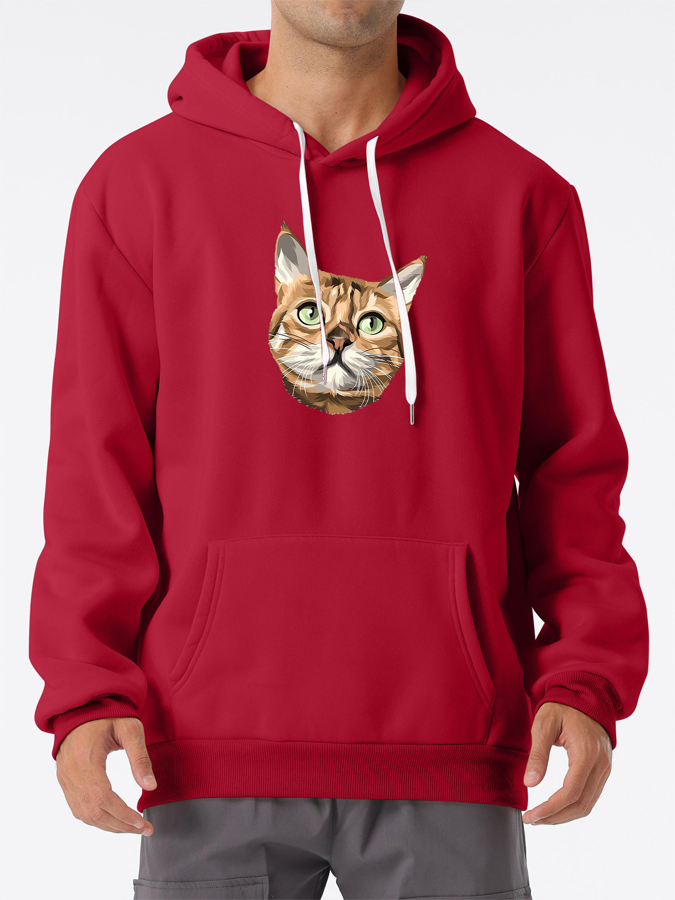 Kitten Print Hoodie Cool Hoodies Men Fleece Men's Casual - Temu Canada