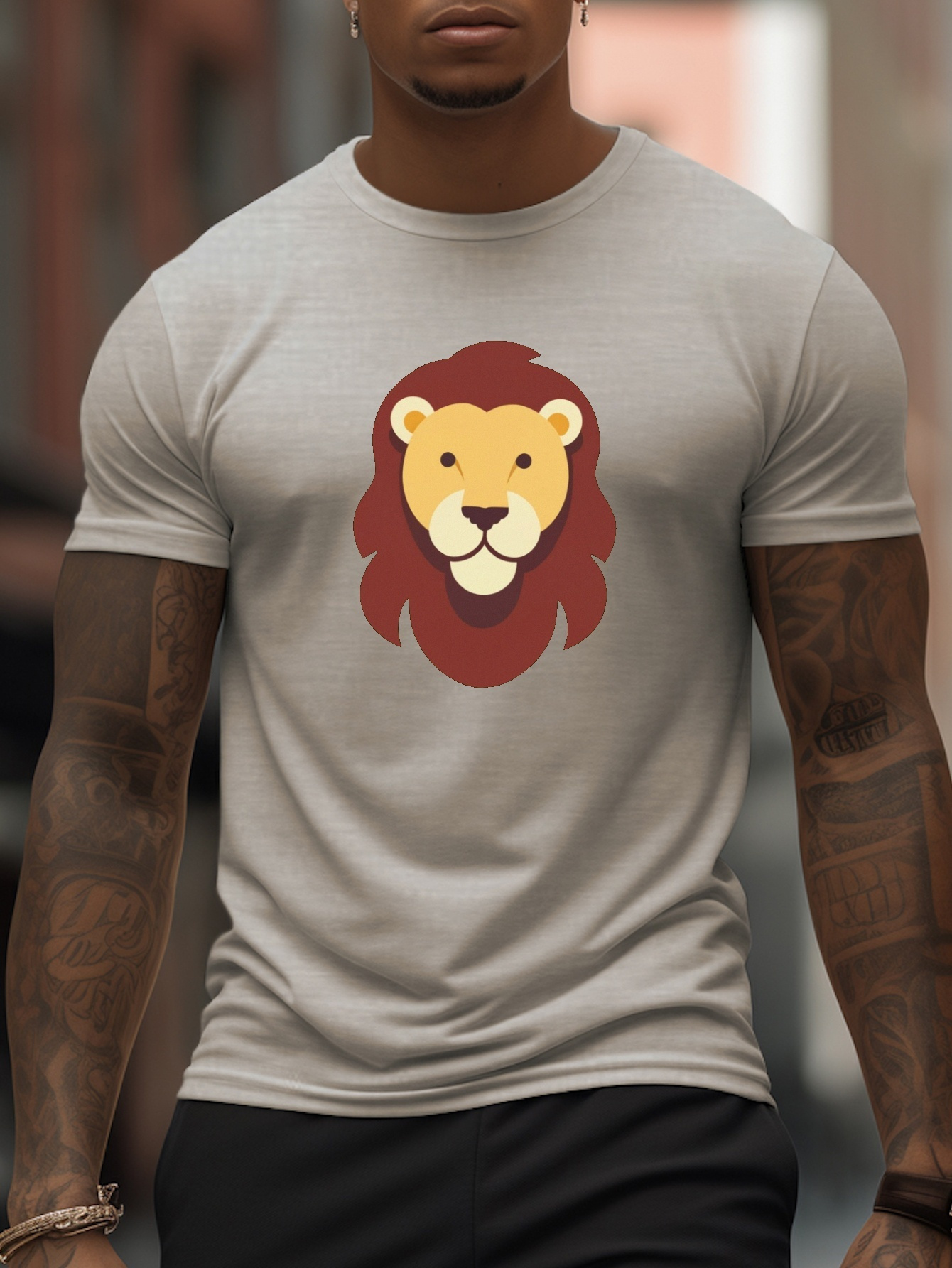 Lion Print T Shirt Tees Men Casual Short Sleeve T shirt - Temu New Zealand
