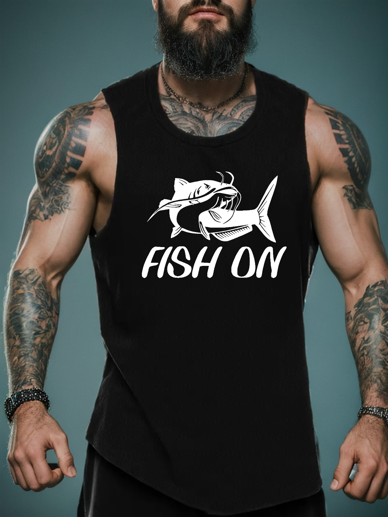 Fish Print Men's Trendy Sleeveless Tank Tops Comfy Casual - Temu Australia